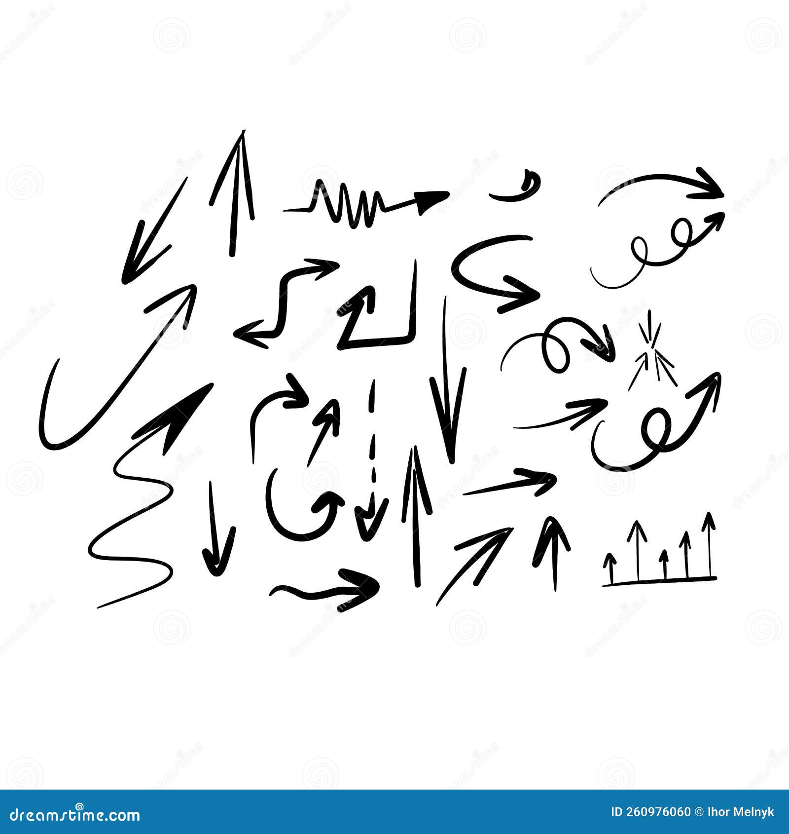 Arrow hand draw set stock vector. Illustration of drawing - 260976060