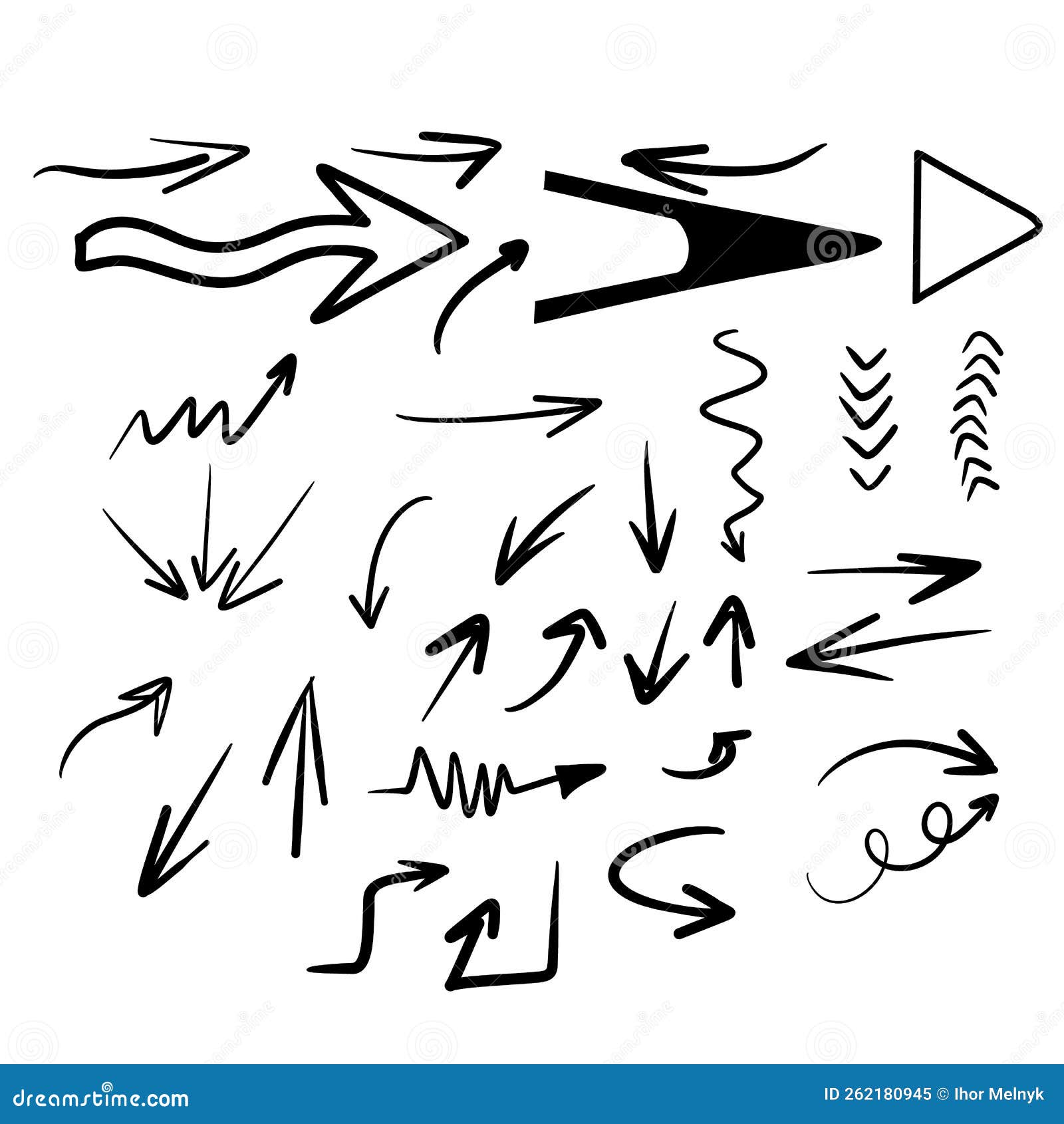 Arrow hand draw set stock vector. Illustration of sketch - 262180945