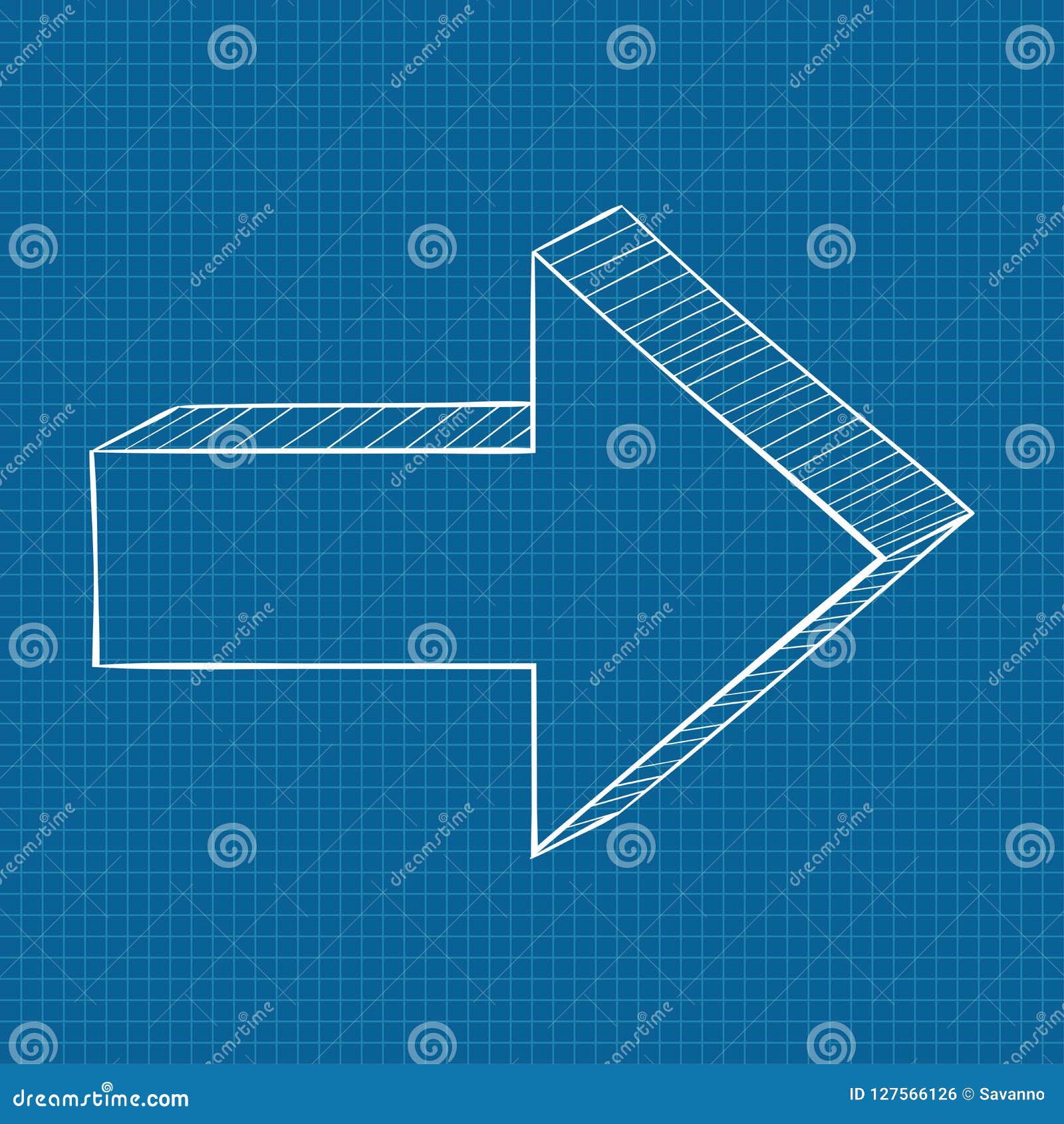 Arrow. Hatching technique stock vector. Illustration of blueprint ...