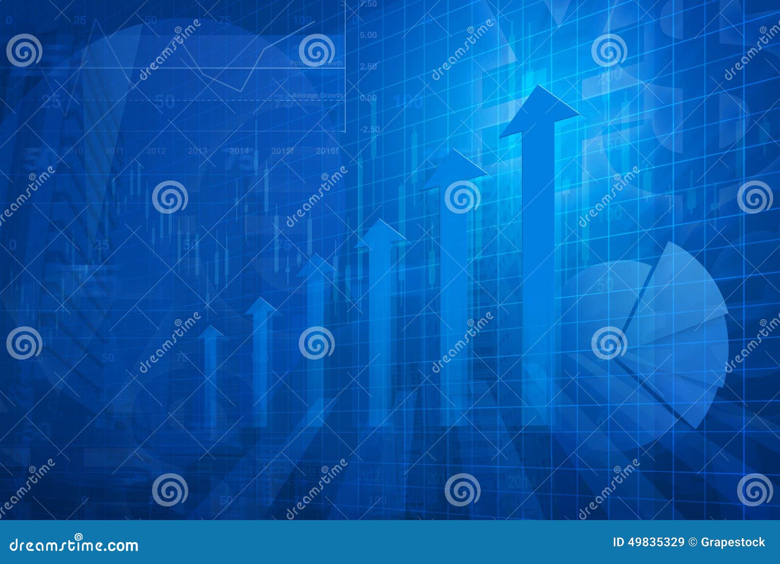 Arrow Head with Financial Chart and Graphs on City Background Stock ...