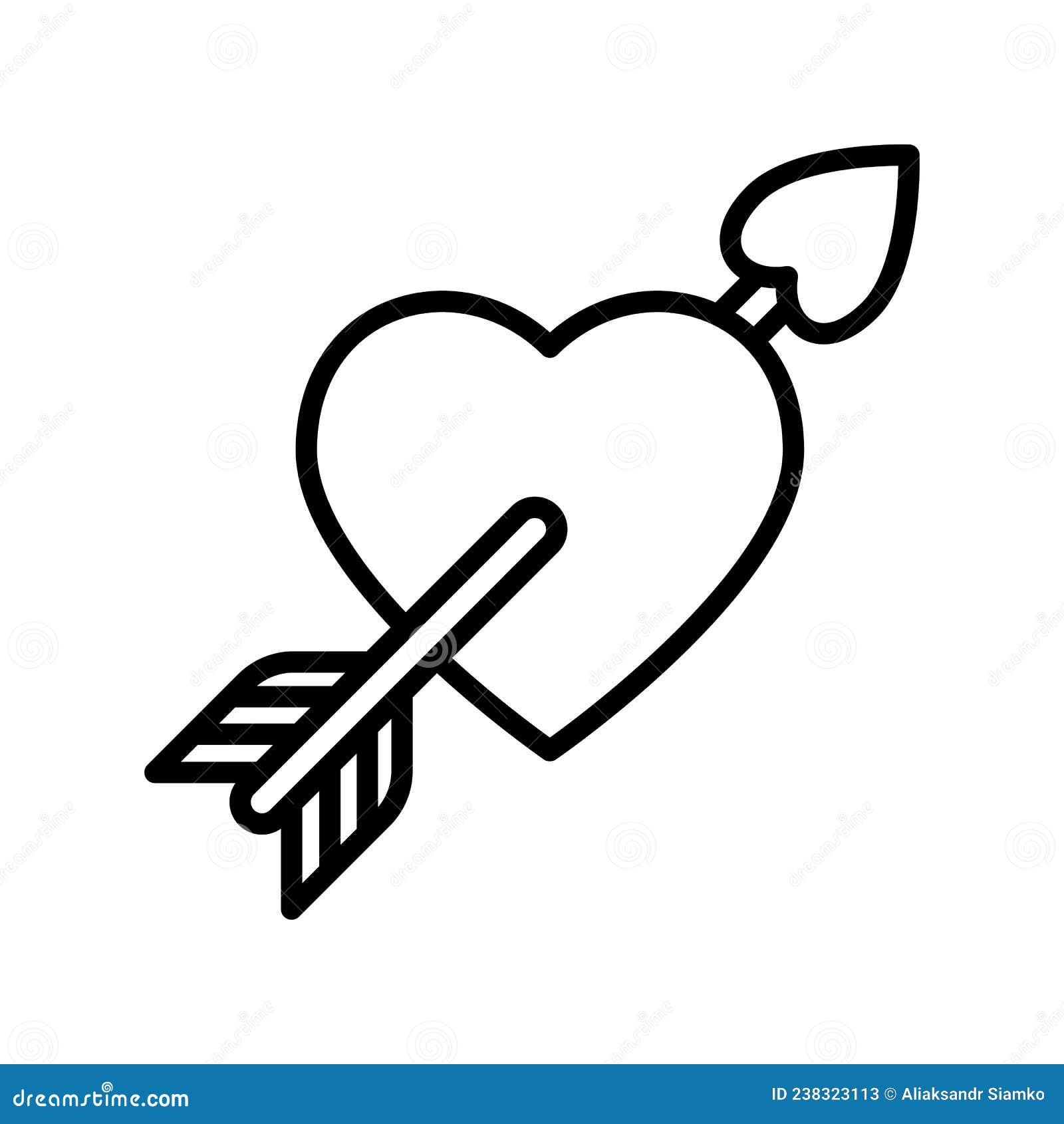 Arrow with Heart. Outline Icon Stock Vector - Illustration of ...