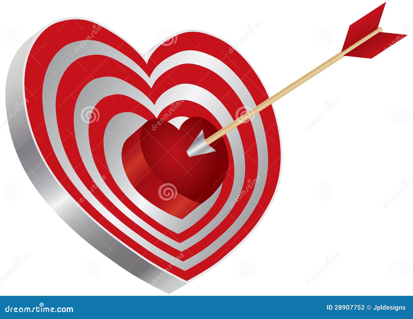 Arrow on Heart Shape Bullseye Illustration Stock Vector - Illustration ...