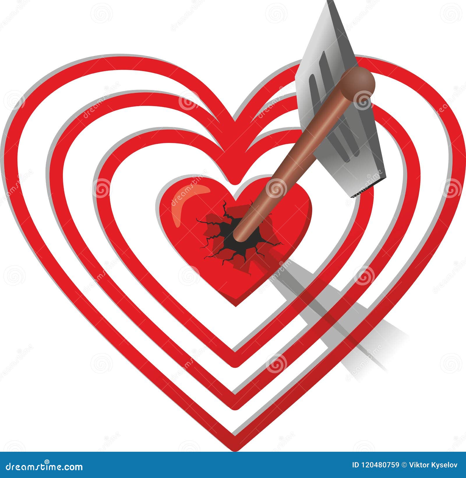 Arrow hit the heart-target stock vector. Illustration of dimensional ...