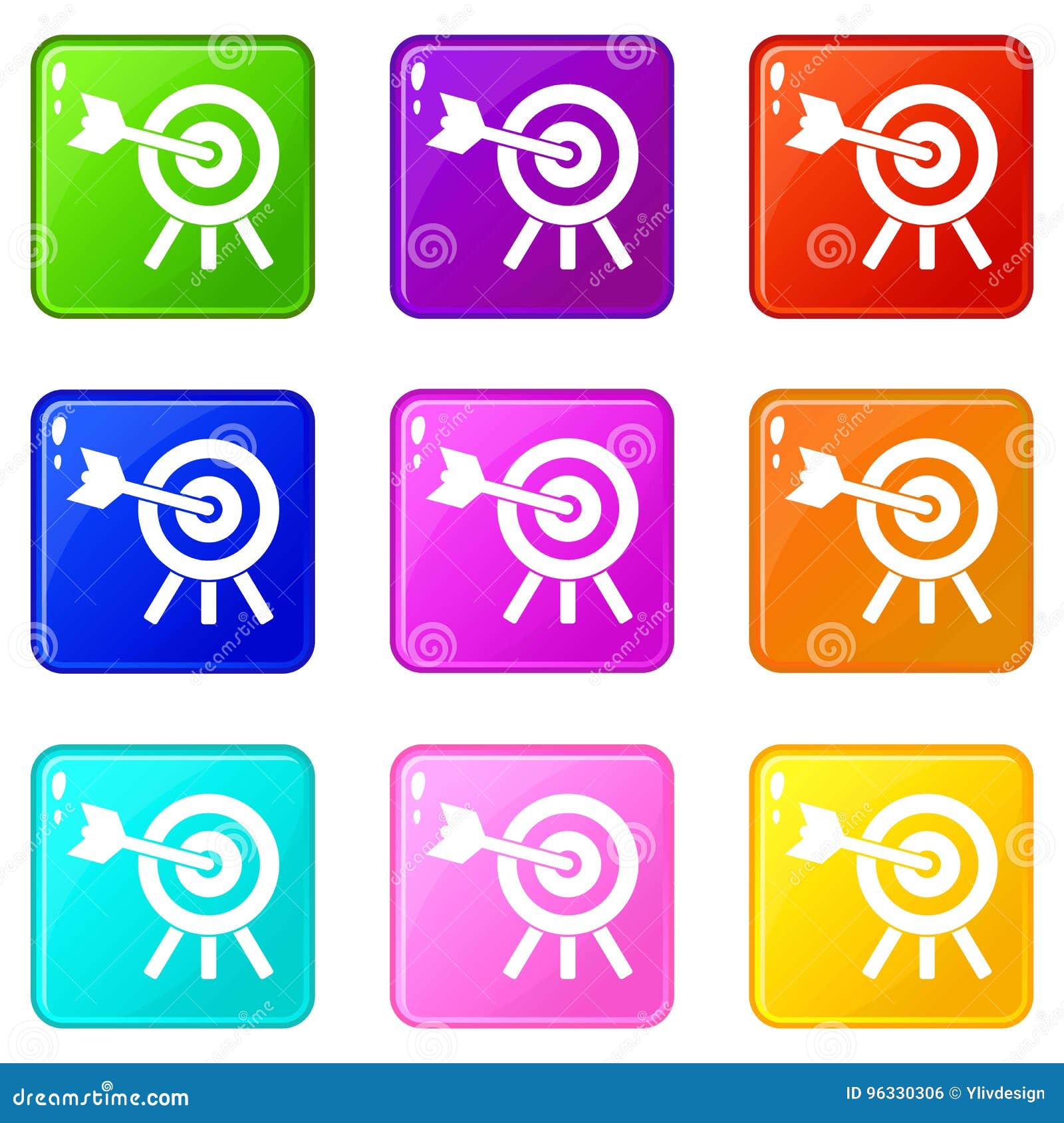 Arrow Hit the Target Icons 9 Set Stock Vector - Illustration of circle ...