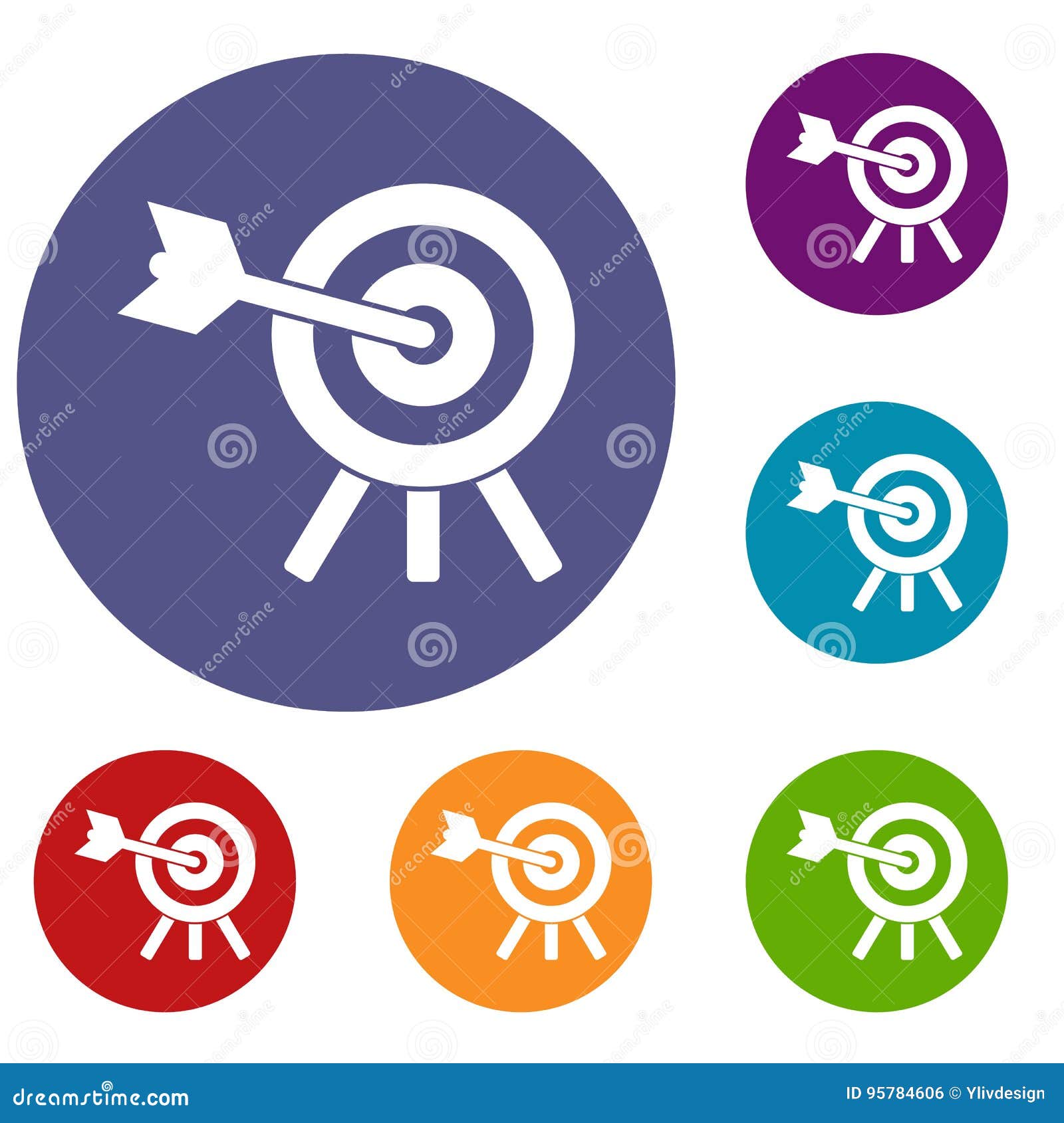 Arrow Hit the Target Icons Set Stock Vector - Illustration of isolated ...