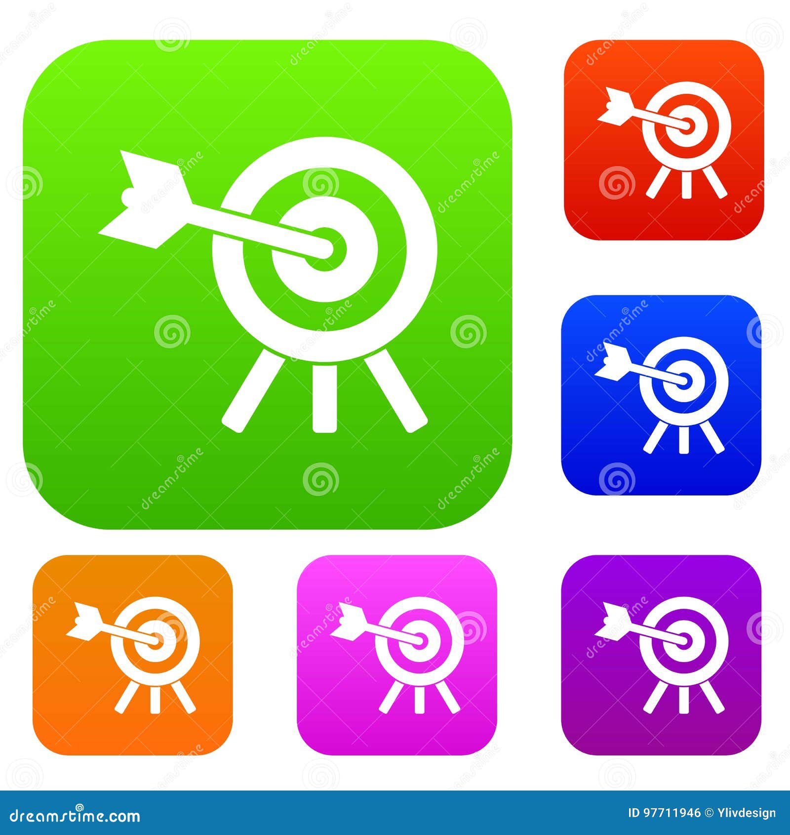 Arrow Hit the Target Set Collection Stock Vector - Illustration of ...