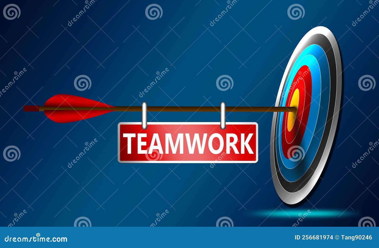 Arrow Hit To the Center of Target with Teamwork Text Stock Illustration ...