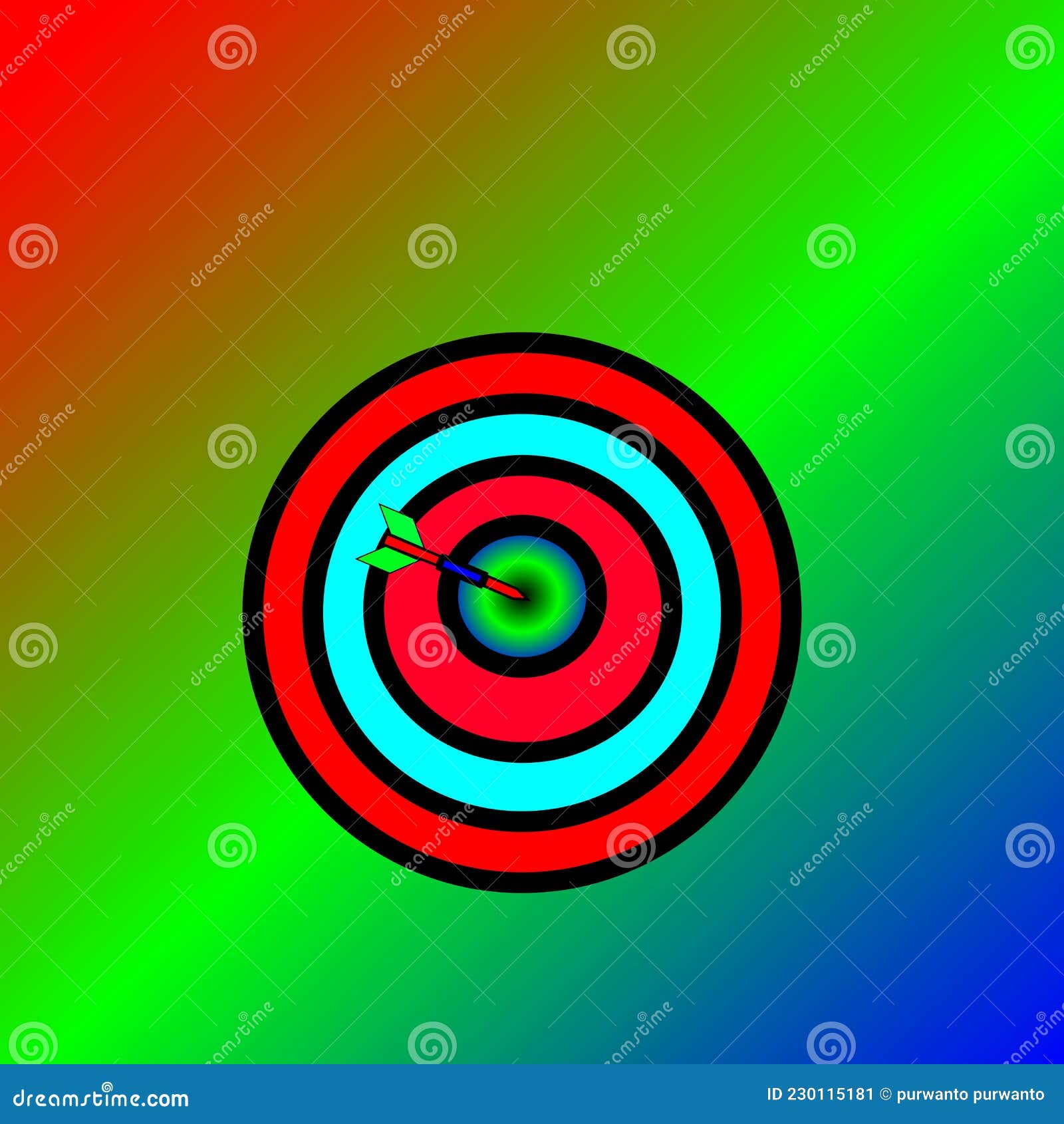 Illustration Vector Graphic of Arrow Hits Bullseye in the Colorful ...