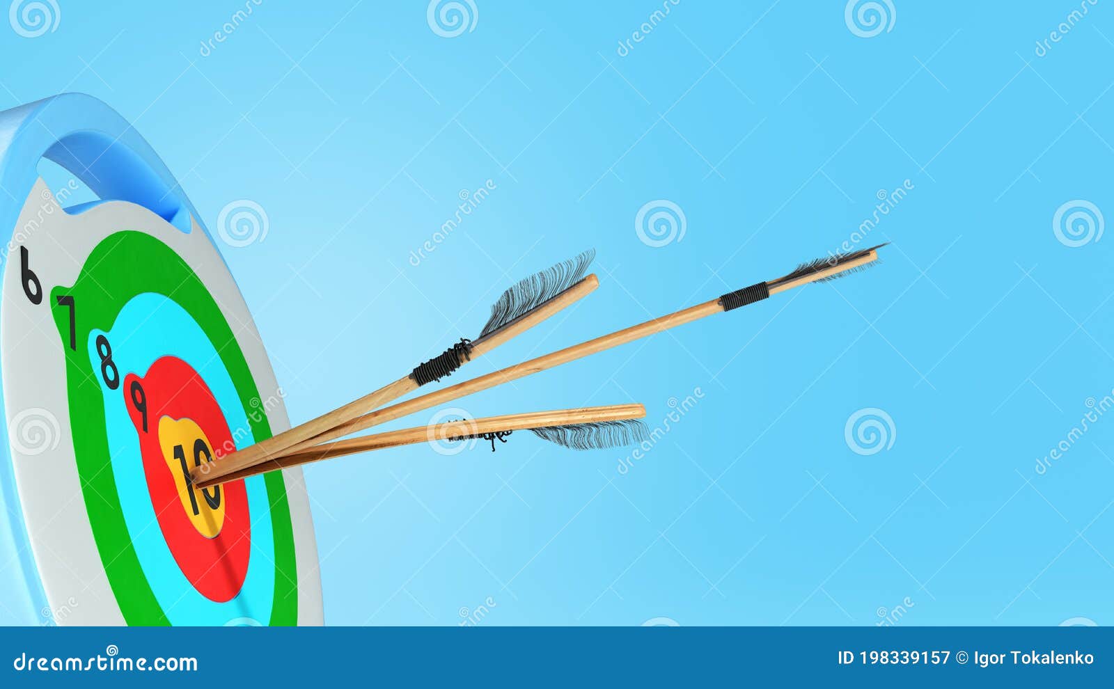 An Arrow Hits the Target by Cutting Another Arrow in Half 3d Render on ...