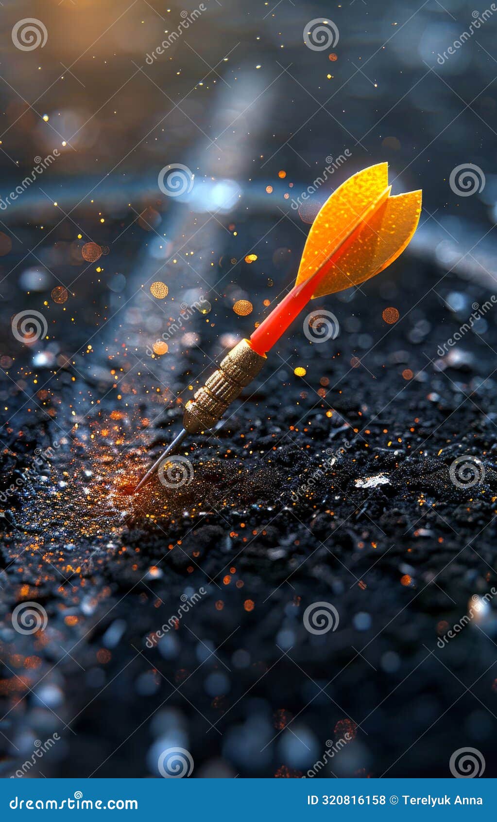 Arrow Hitting in the Center of Target with Splash and Grain Texture on ...