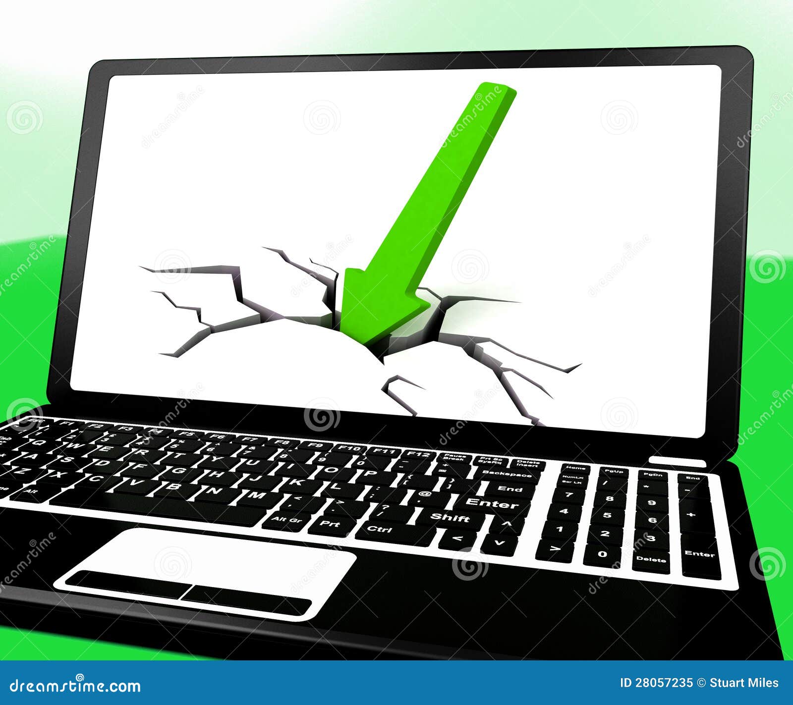 Arrow Hitting Ground on Laptop Shows Drop on Sales Stock Illustration ...