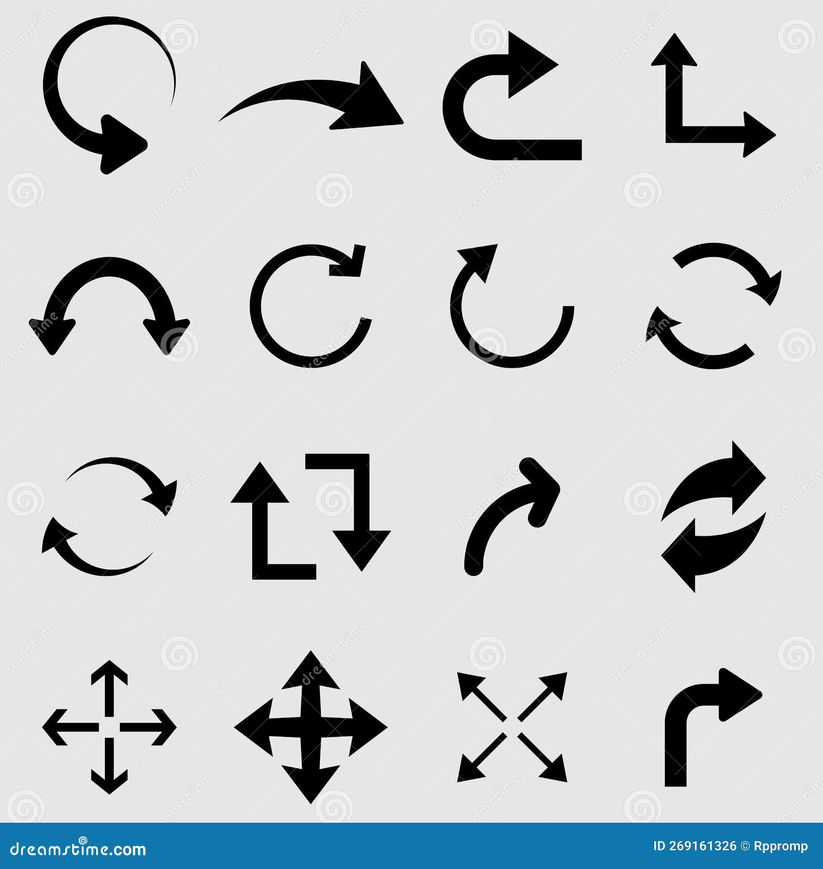 Arrow Icon Big Set Of Vector Flat Arrows Stock Vector Illustration