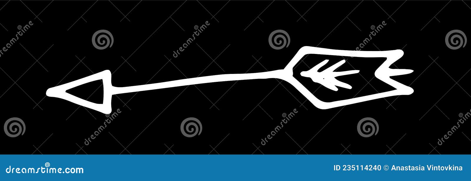 Arrow Icon. Doodle-style Drawing, Vintage Triangular Arrowhead and ...