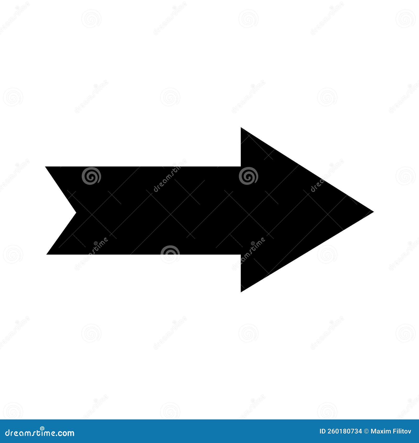 Arrow Icon with Forked End. Black Vector Arrow Pointing To the Right ...