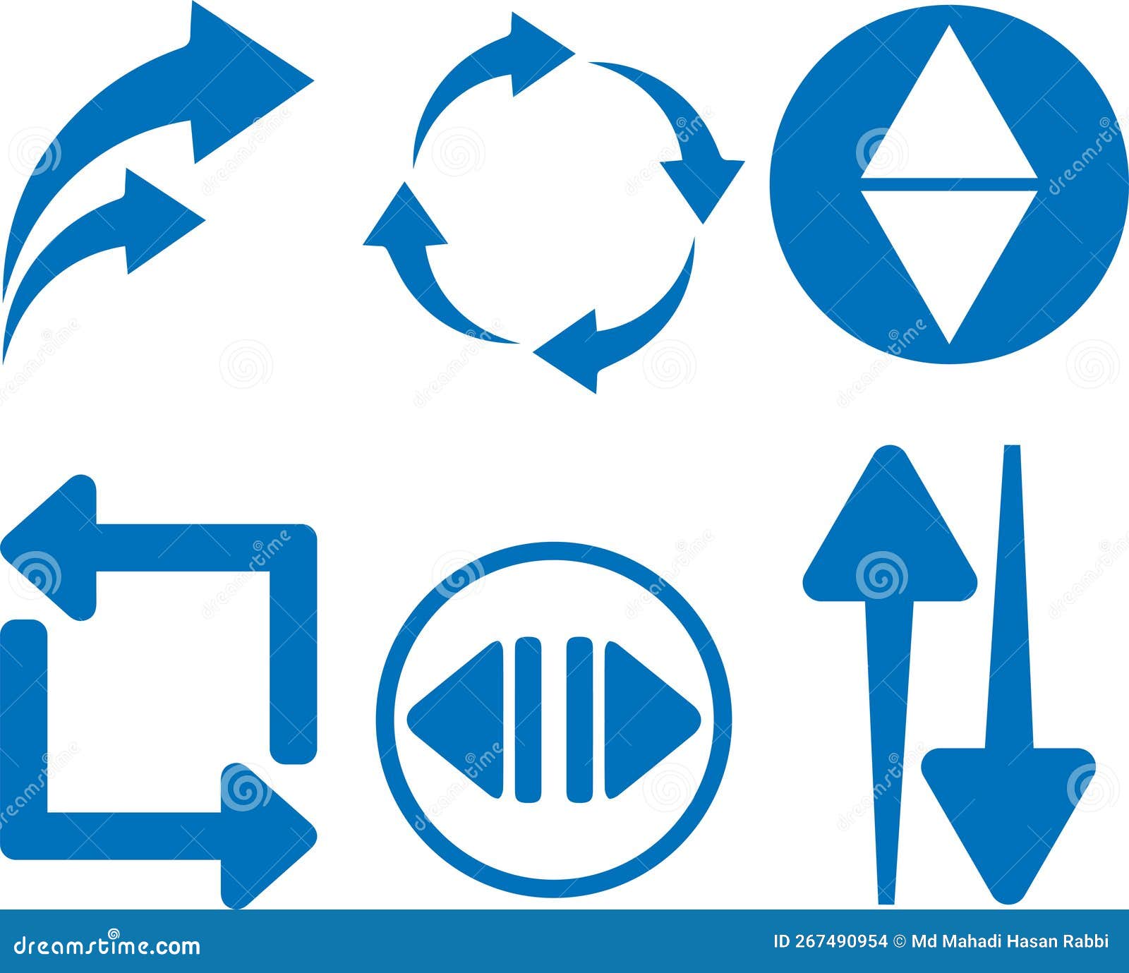 Arrow Icon, Instruction Arrow Blue Vector Icon Set. Stock Illustration ...
