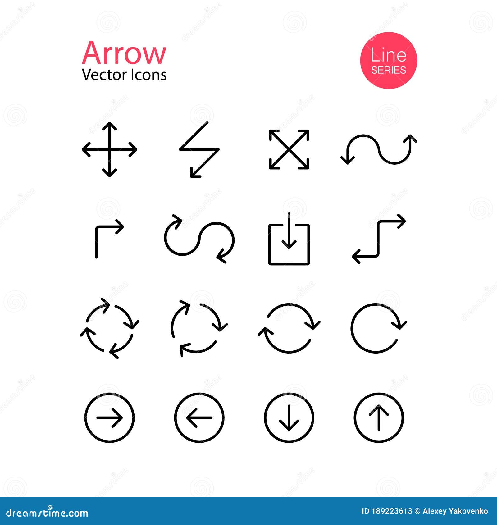 Arrow Icon Line Set. Download, Direction, Expand, Scale, Refresh ...