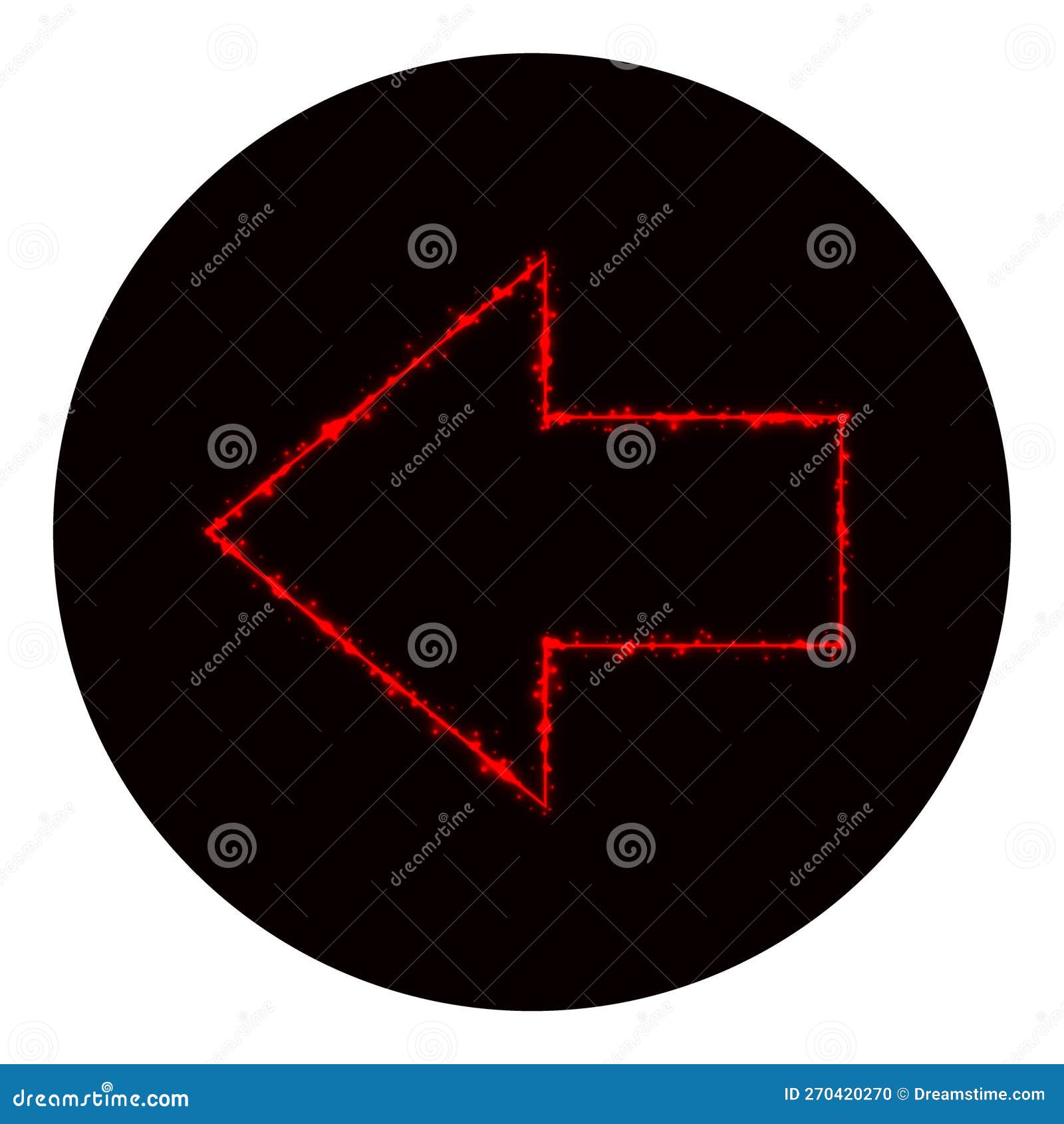 Arrow Icon of Red Lights on Black Background Stock Illustration ...
