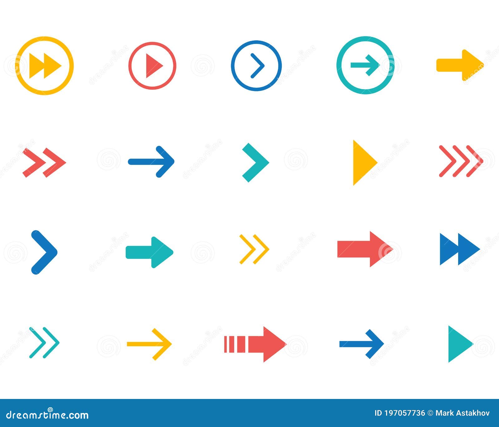 Arrow Icon Set. Arrows Colored Collection. White Background Stock ...