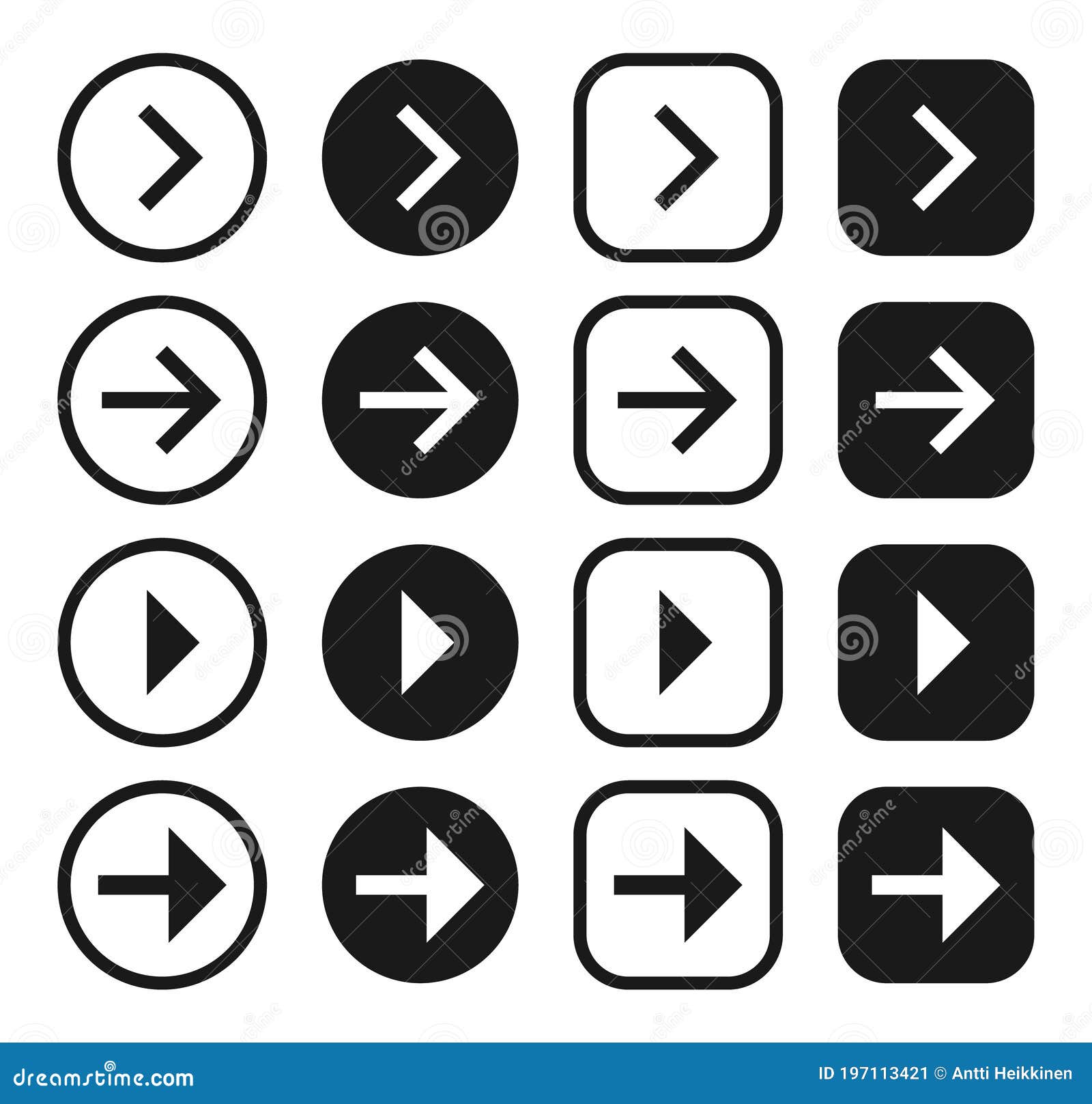 Arrow Vector Icon Set Direction Control Button Menu Navigation Pointer Symbol Web Interface
