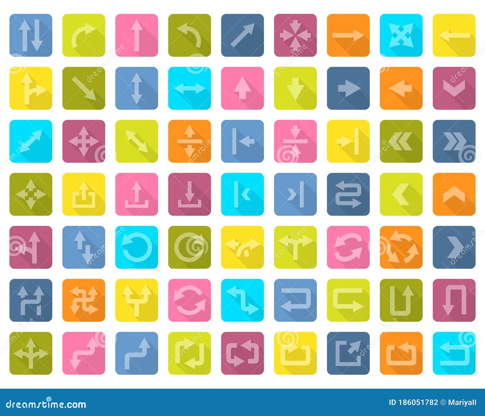 Arrow Icon Set in Flat Style with Shadow. Vector Symbols Stock Vector ...