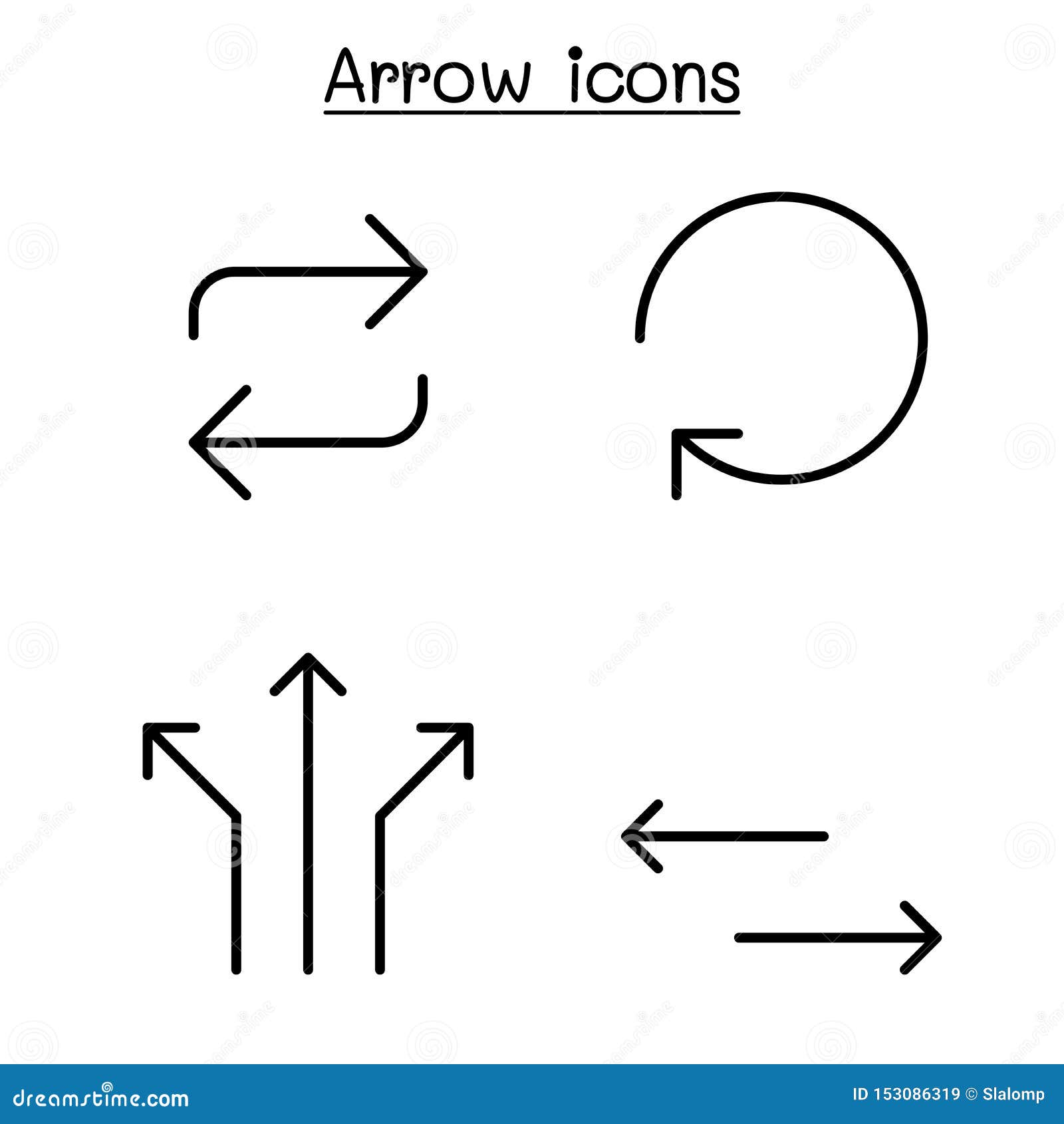 Arrow Icon Set in Thin Line Style Stock Vector - Illustration of next ...