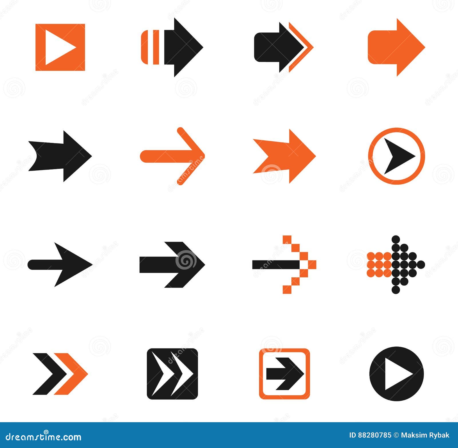 Arrow icon set stock illustration. Illustration of download - 88280785