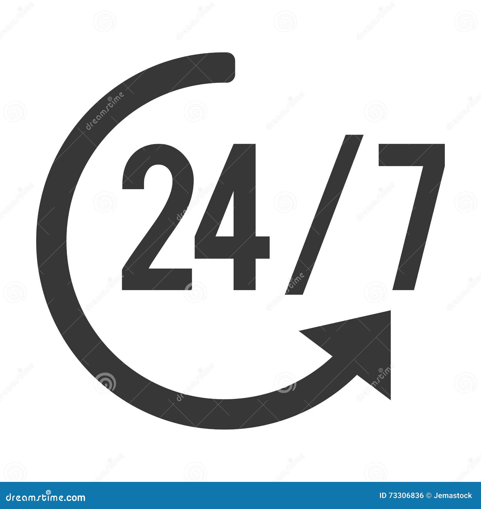 24 7 with arrow icon stock illustration. Illustration of twenty - 73306836