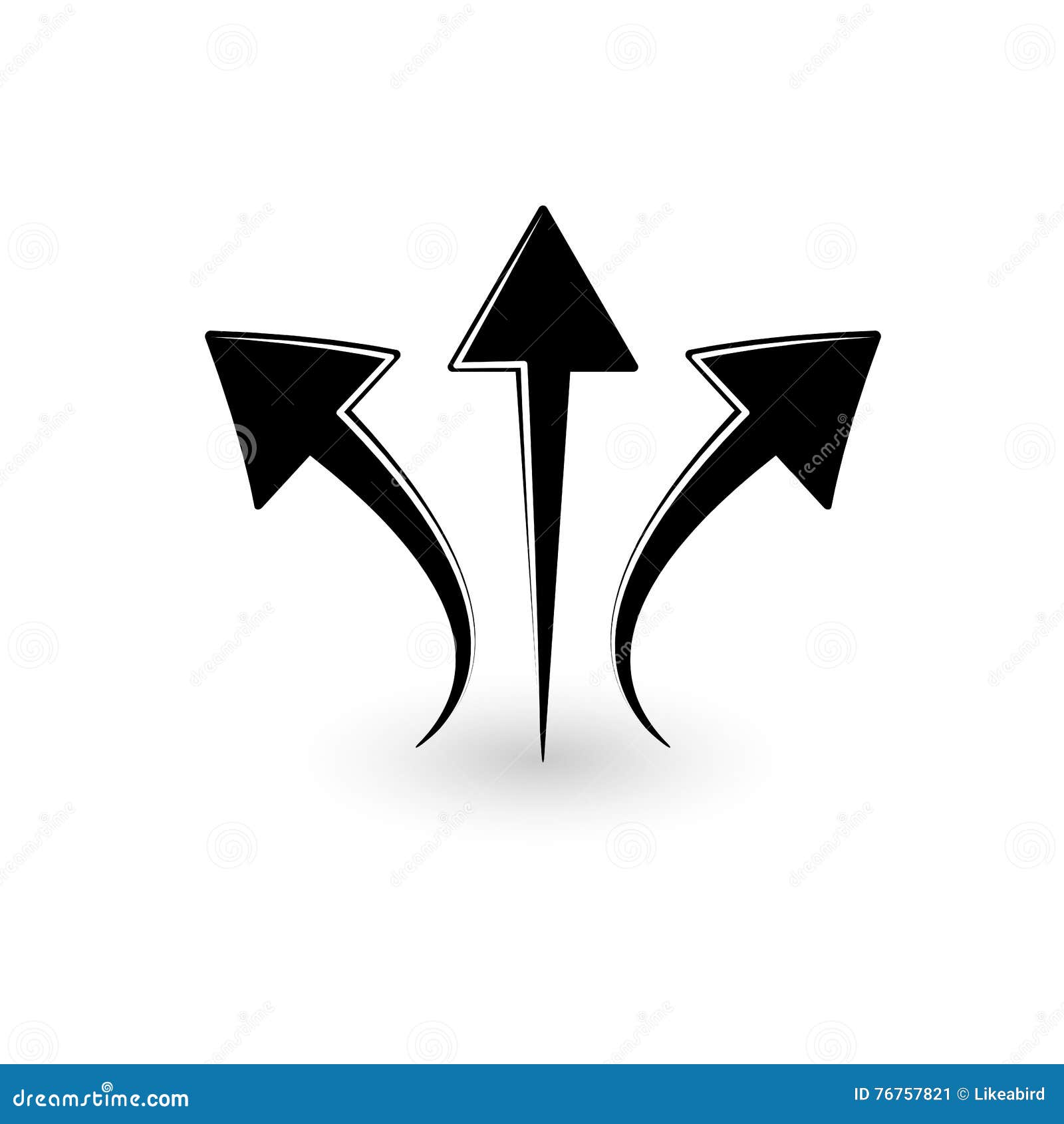 Arrow Icon. Three Directions Of Way Isolated On White Background Stock ...