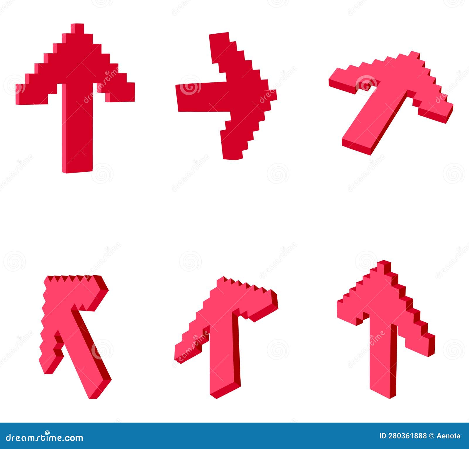 Arrow Icons of 3D Pixel Art for Design Project Stock Vector ...