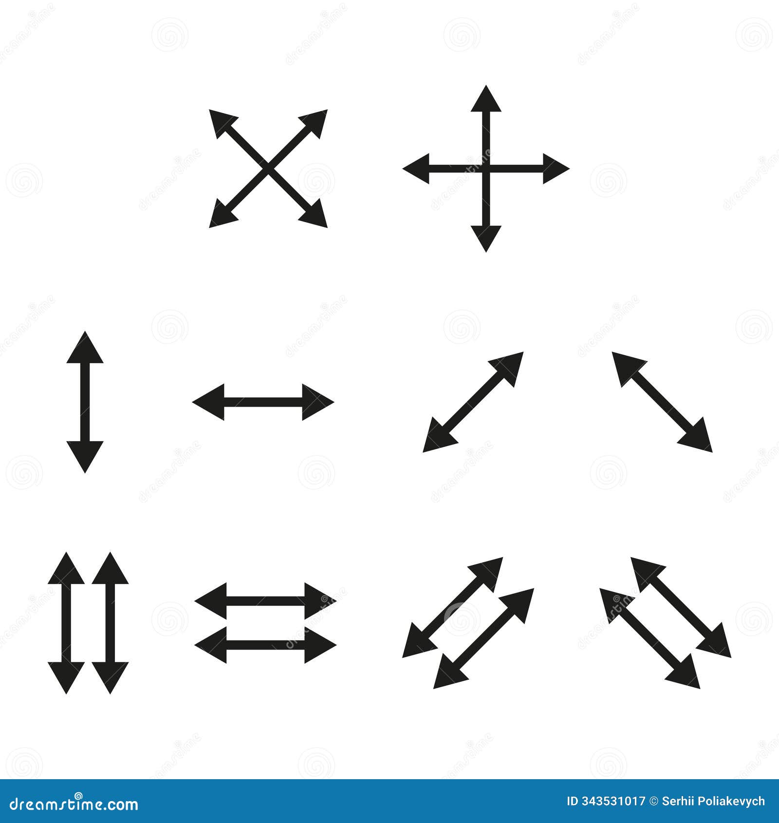 Arrow Icons. Directional Vector Shapes. Multi-angle Black Arrows ...