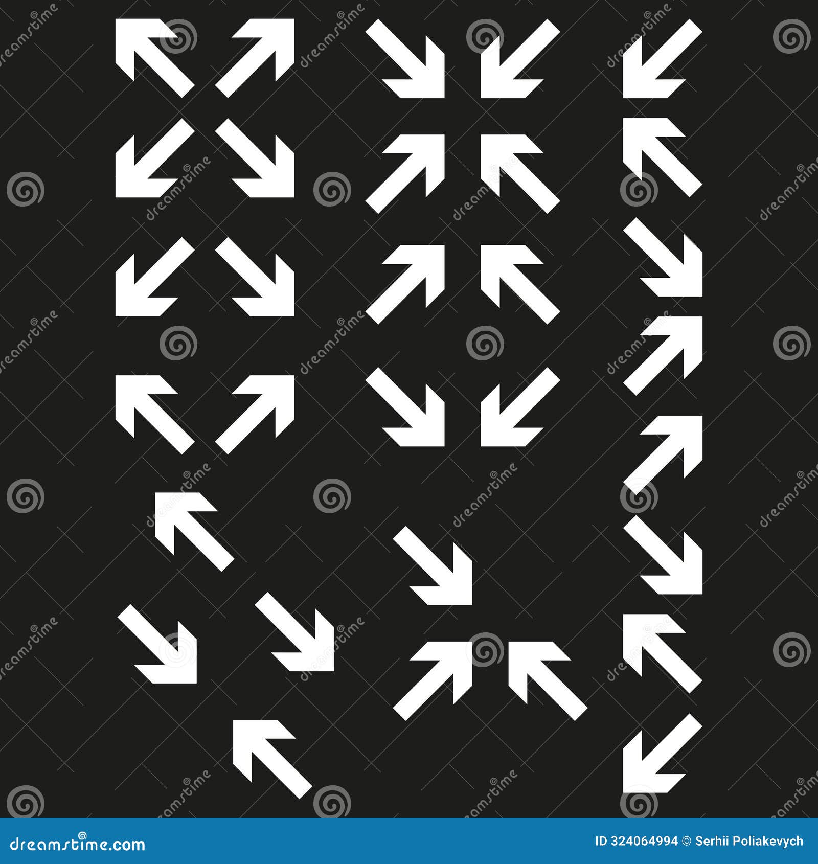 Arrow Icons Pattern. Directional Arrows Set. Black Background Contrast ...