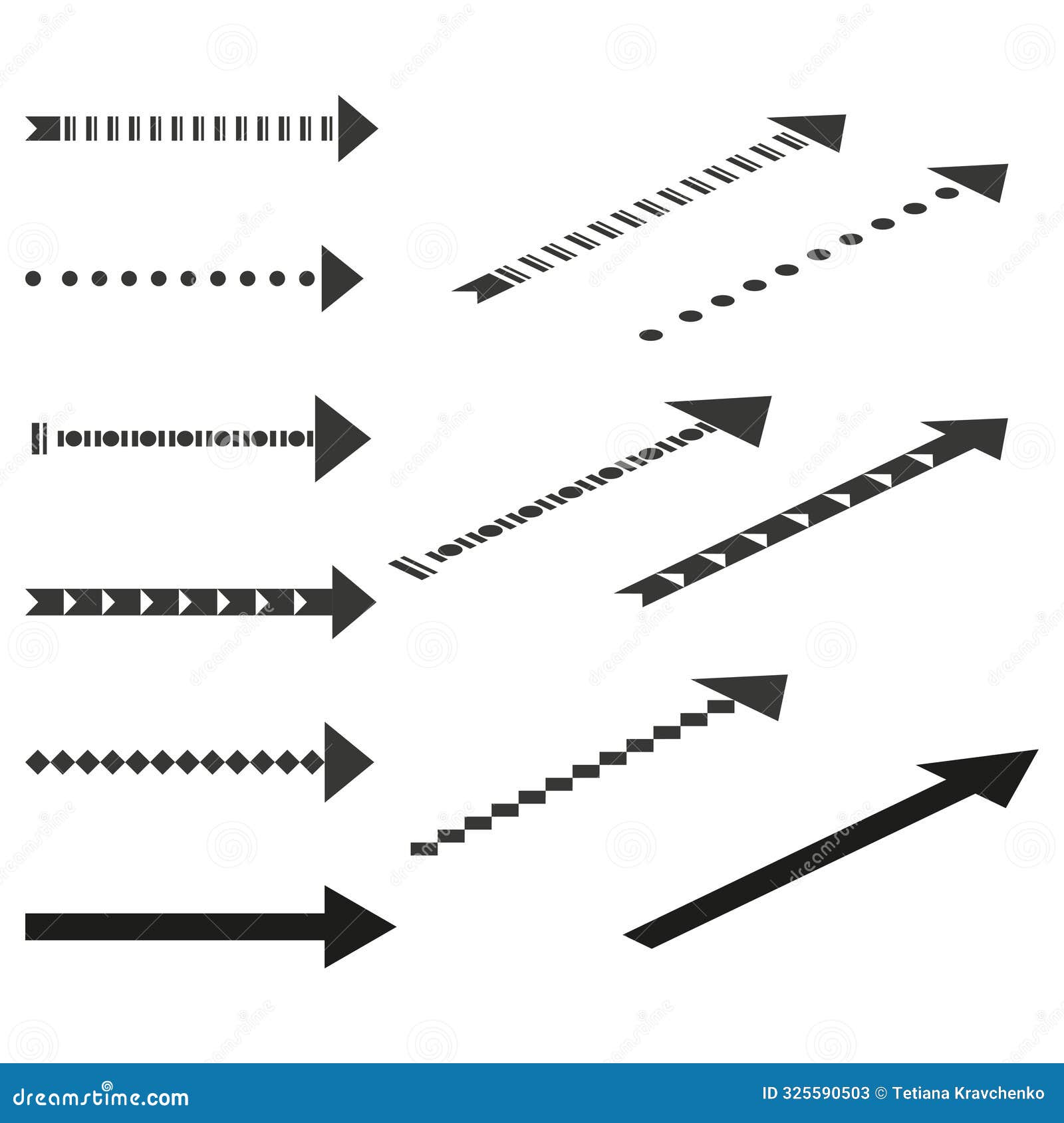 Arrow Icons Set. Various Directional Styles. Black and White Patterns ...