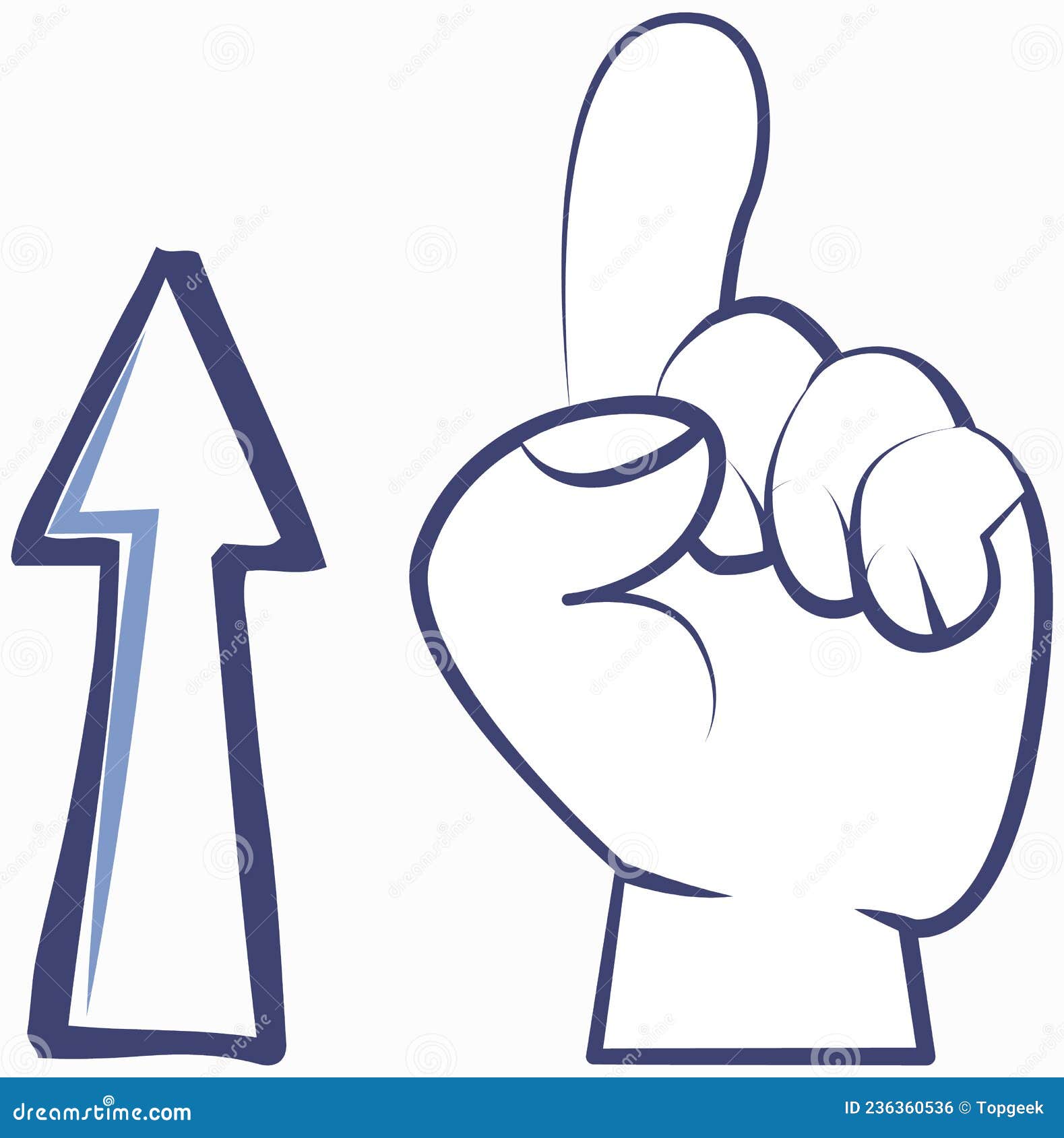 Arrow Indicates Direction Vector Design Icon with Attention Hand ...