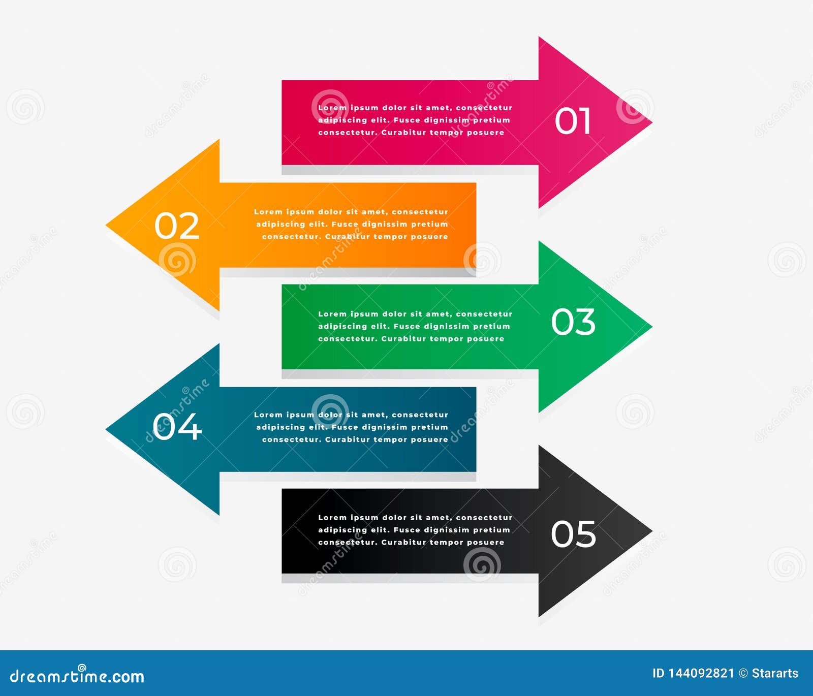 Arrow Infographic with Five Steps Stock Vector - Illustration of level ...