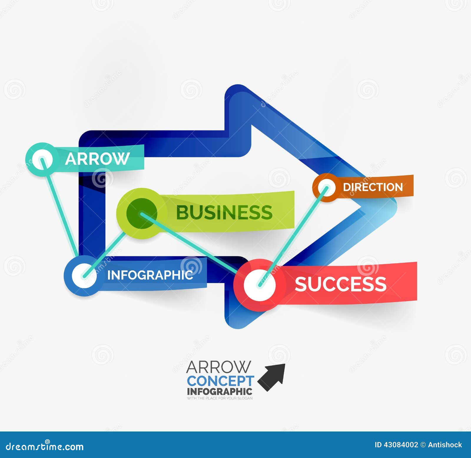 Arrow Infographic Flat Line Concept Stock Vector - Illustration of ...