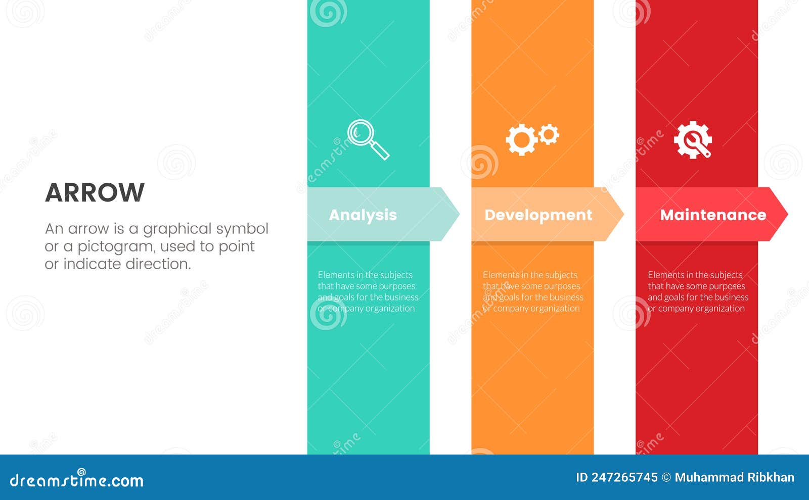 Arrow Infographic with Horizontal Shape Concept for Slide Presentation ...