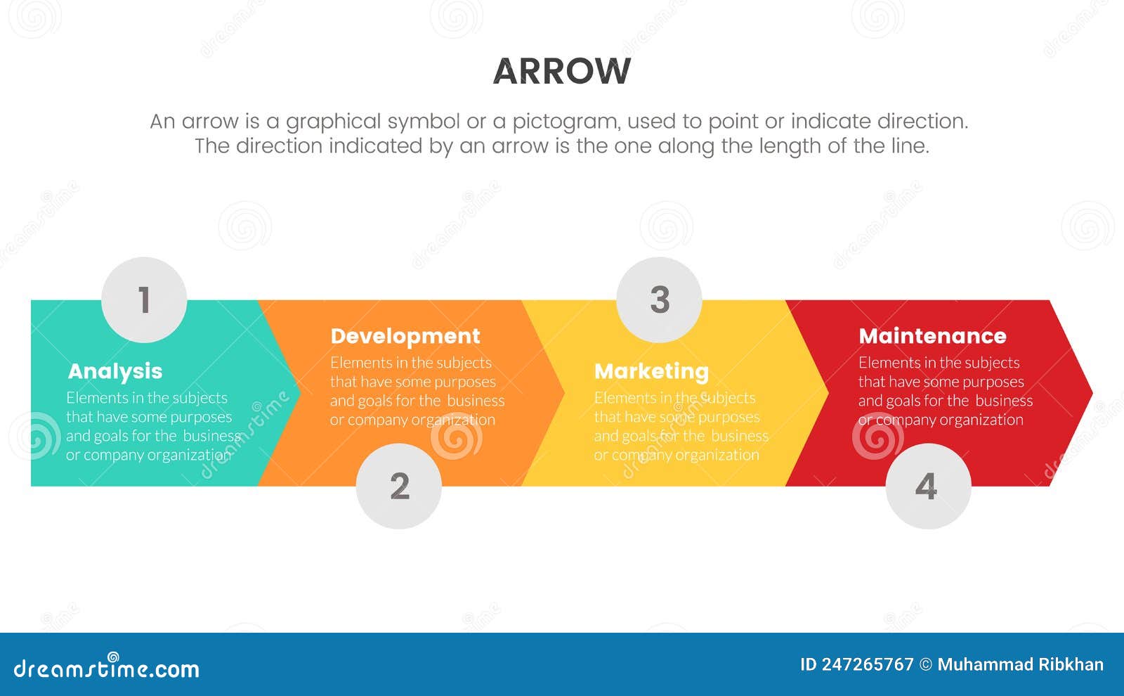 Arrow Infographic with Timeline Concept for Slide Presentation with 4 ...