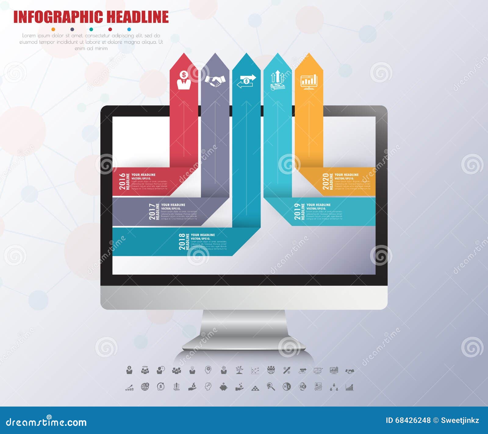 Arrow Infographics with Icons Set. Vector. Illustration. Stock Vector ...