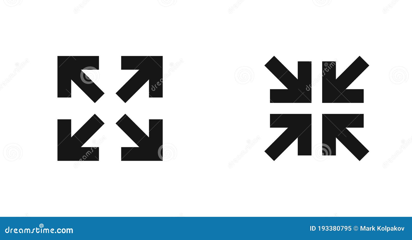 Arrow Inside and Out in Square Black Icon. Set Direction Pointer ...