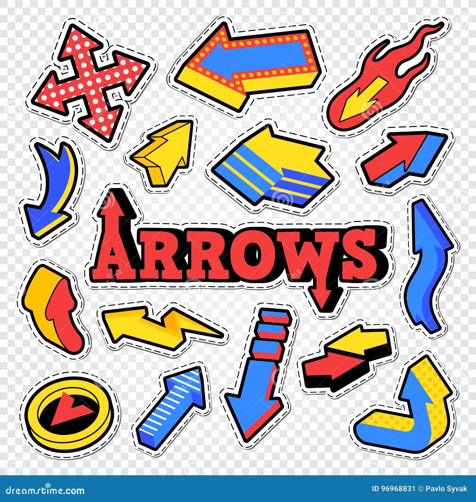 Arrow Isolated Collection for Stickers, Prints and Badges. Abstract ...