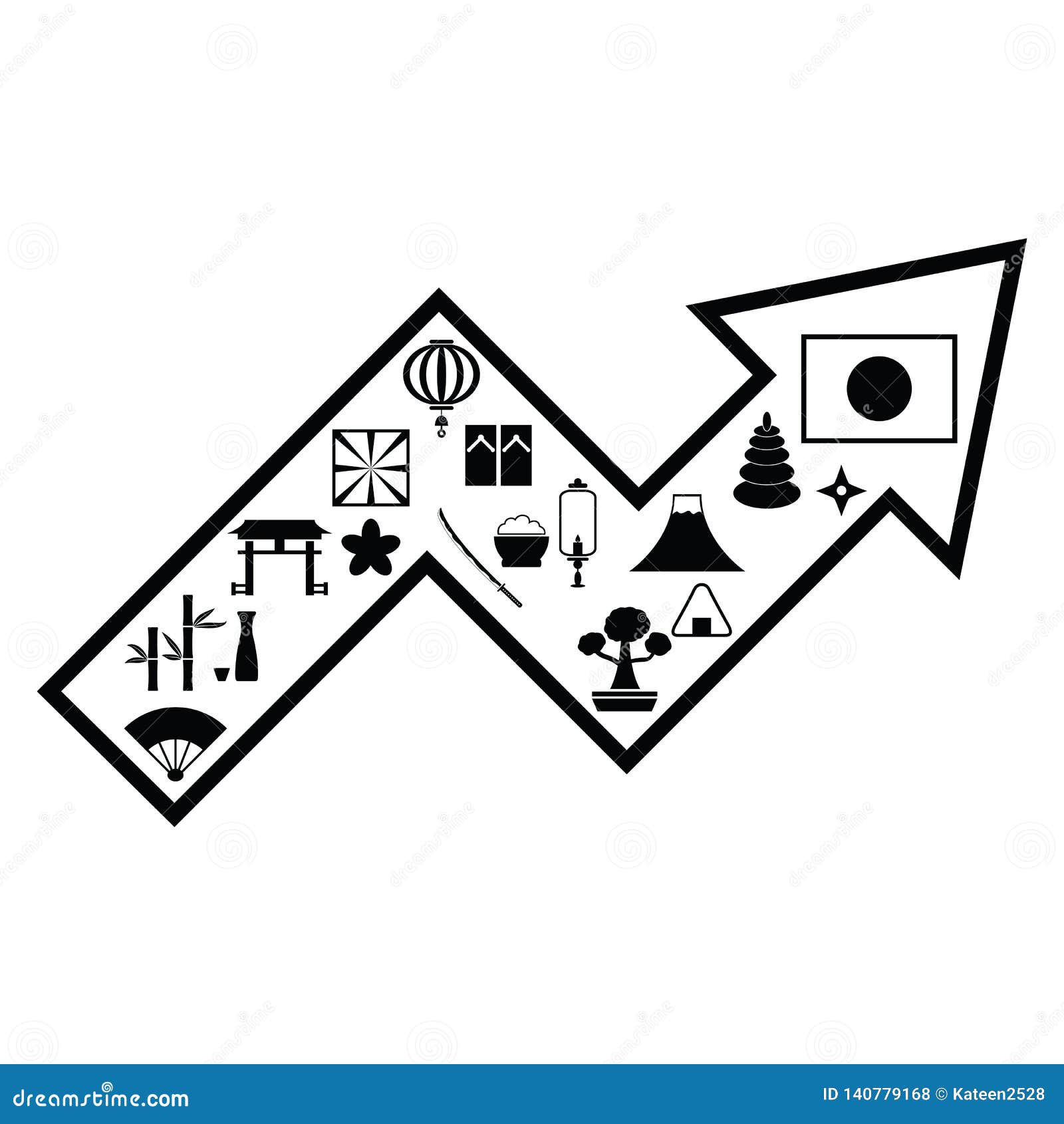 Arrow japanese concept stock vector. Illustration of sushi - 140779168