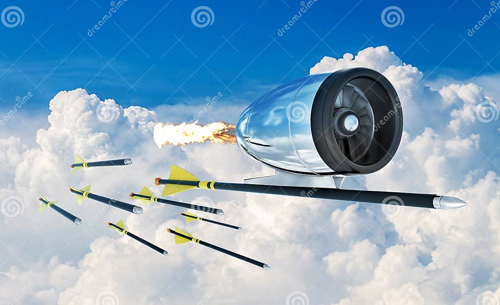 Arrow with Jet Engine is Pulling Ahead and the Rest Simple Arrows Lag ...