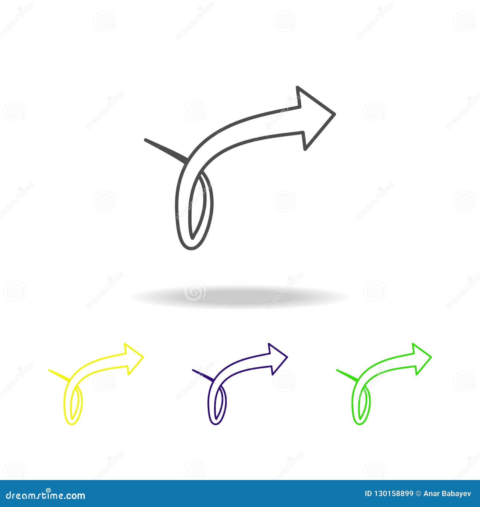 Arrow with Knot Multicolored Icons. Thin Line Icon for Website Design ...