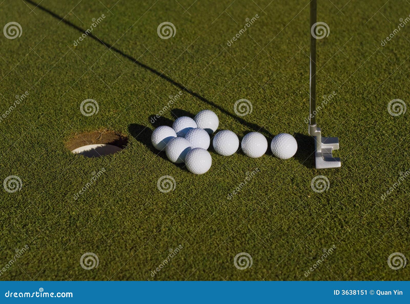 Arrow layout of golf balls stock image. Image of putting - 3638151