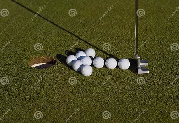 Arrow layout of golf balls stock image. Image of putting - 3638151