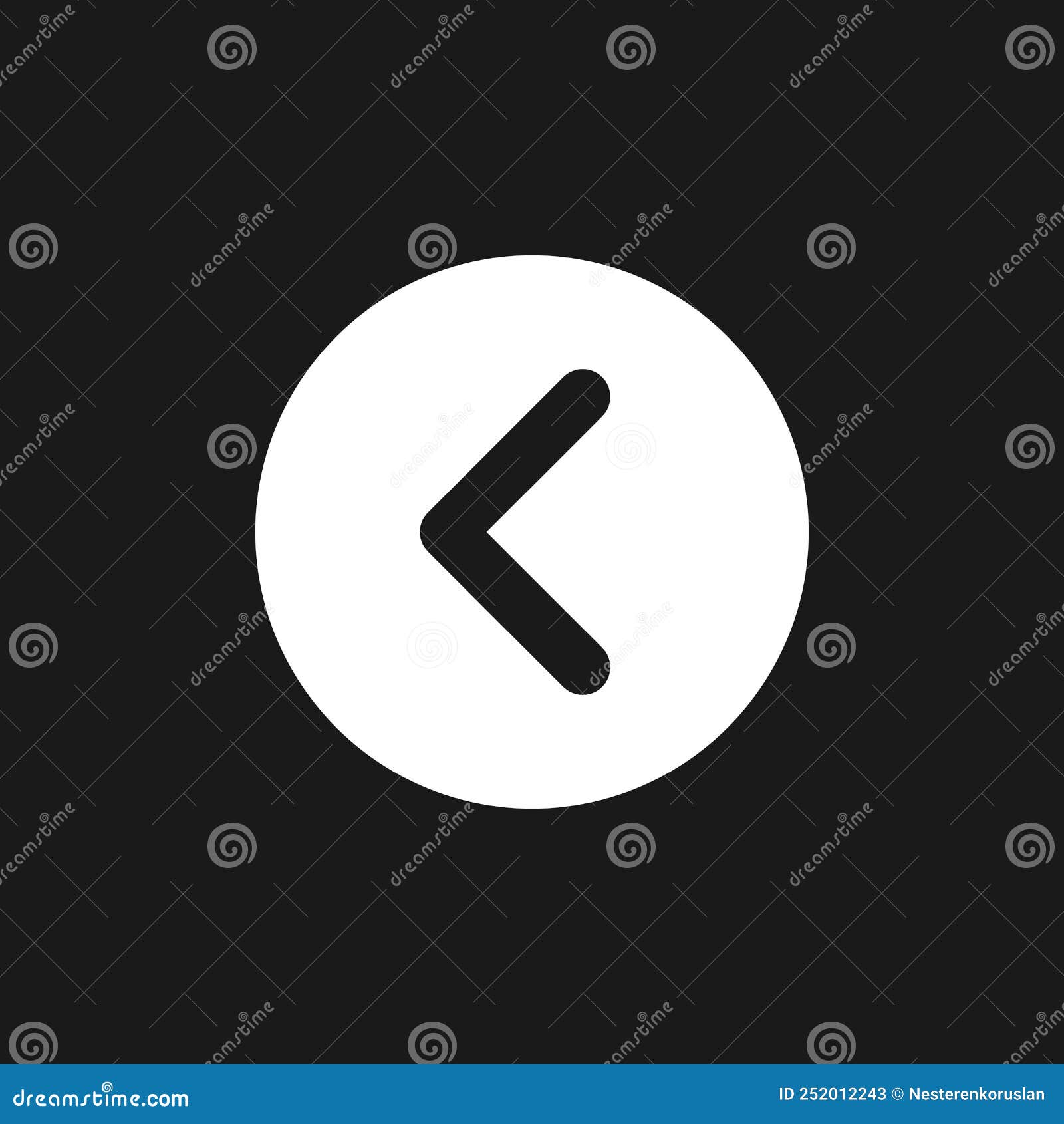 Arrow Left Button Dark Mode Glyph Ui Icon Stock Vector - Illustration ...