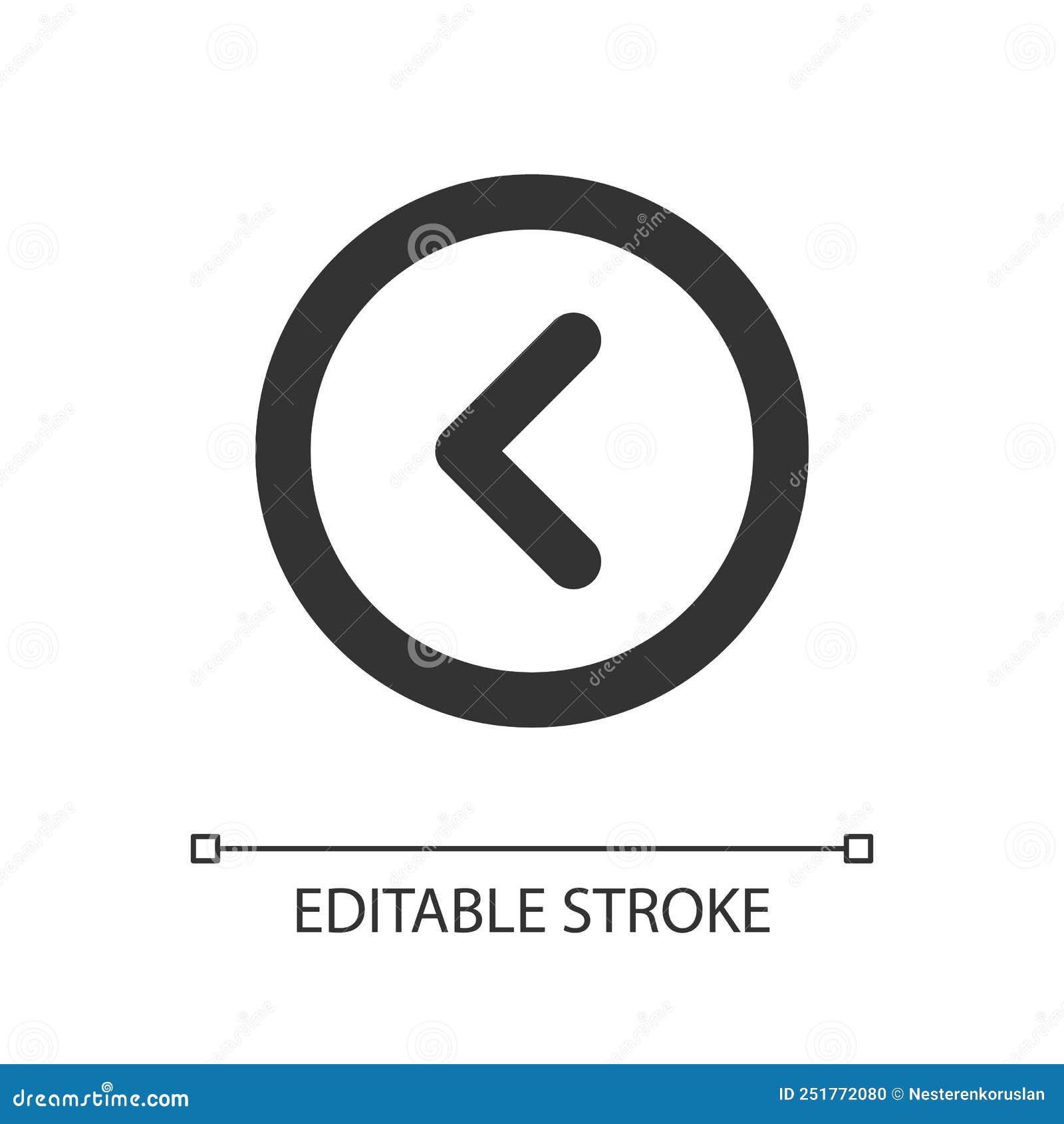 Arrow Left Button Pixel Perfect Linear Ui Icon Stock Vector