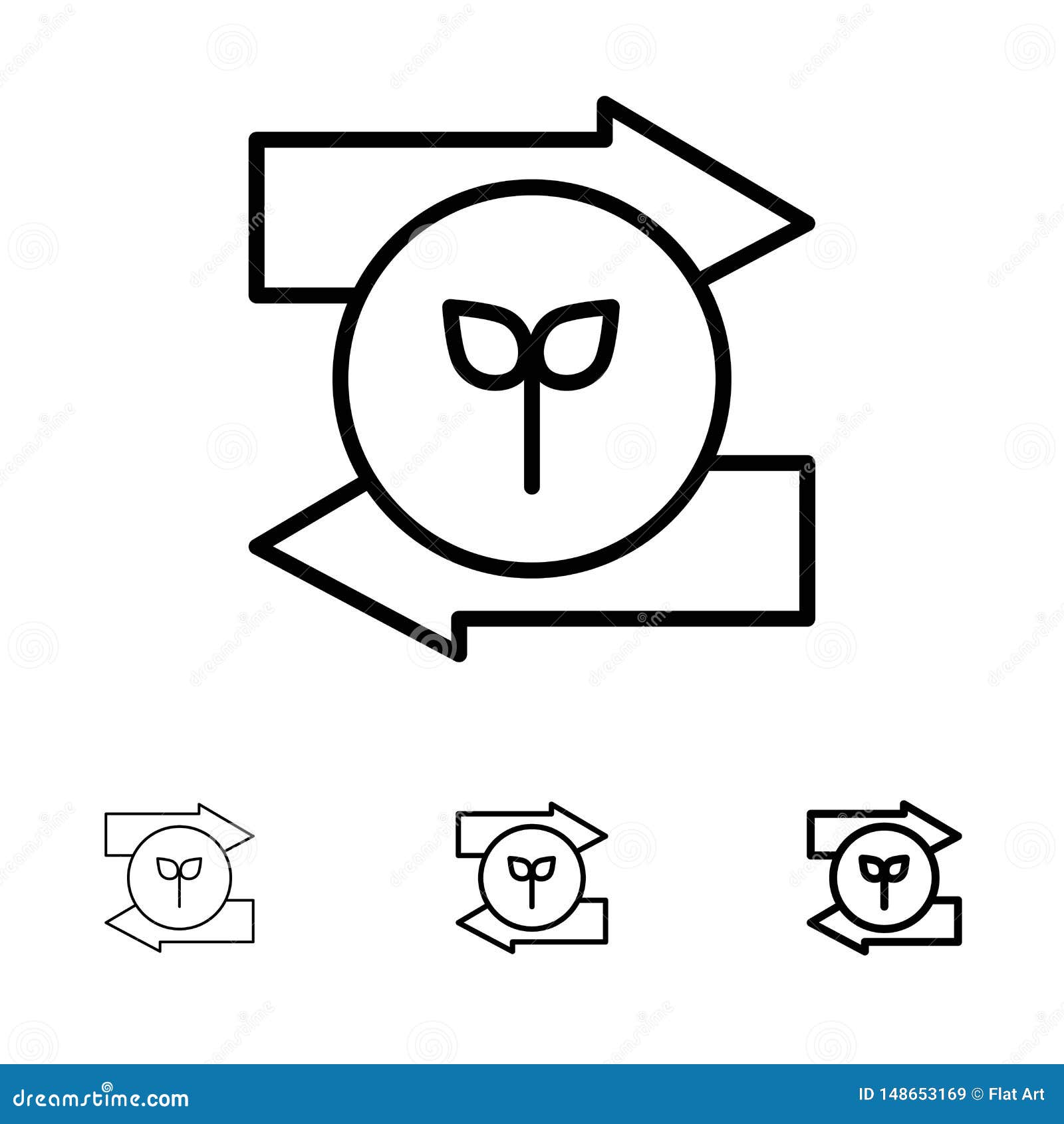 Arrow, Left, Right, Green Eco Bold and Thin Black Line Icon Set Stock ...