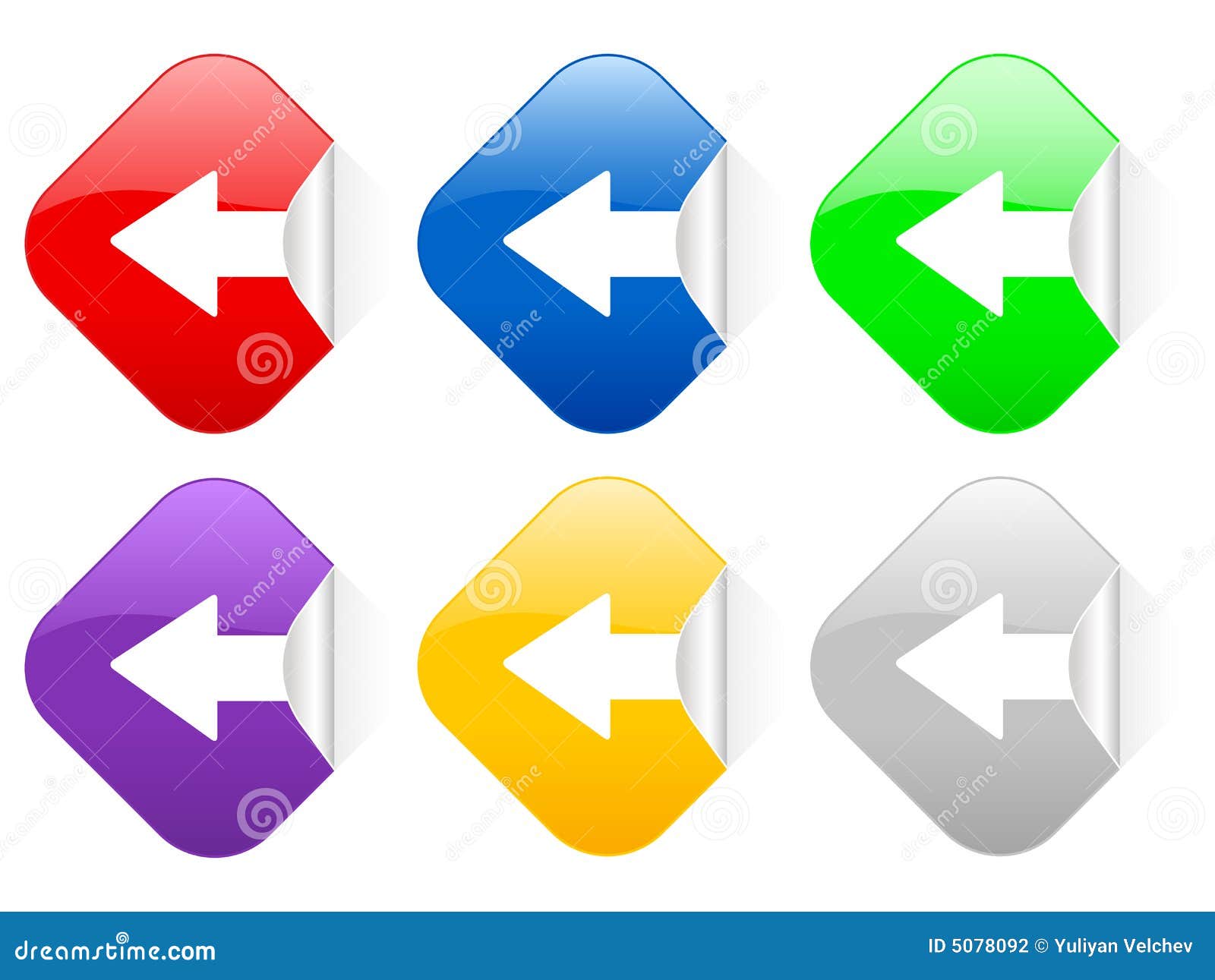 Arrow left square stickers stock vector. Illustration of banner - 5078092