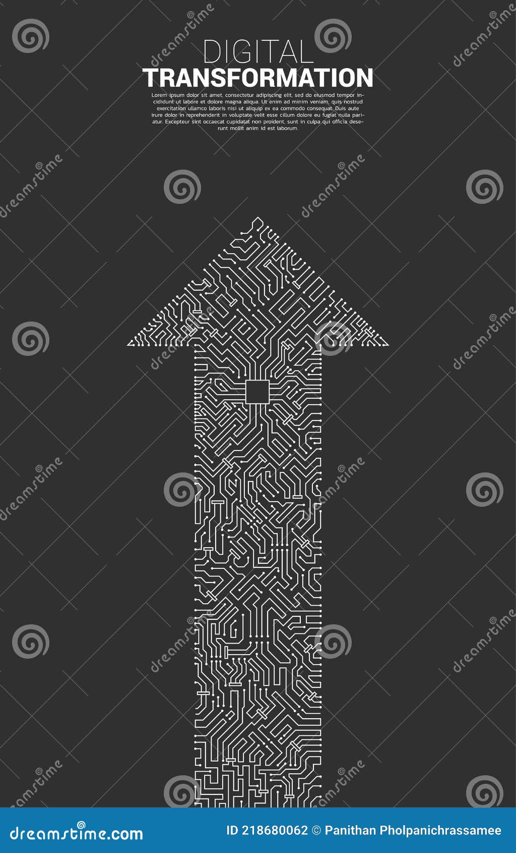 Arrow Line from Dot Connect Line Circuit. Stock Vector - Illustration ...